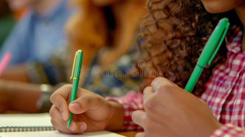 Student is Writing an Exam in a Classroom Setting.. AI Generated Stock ...