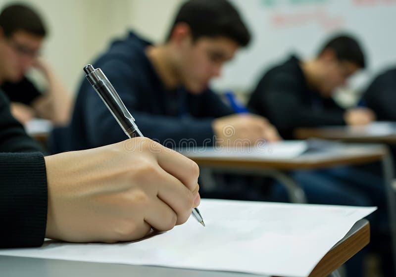 Student Writing Exam Paper Study Learning Test Assessment Focus Stock ...