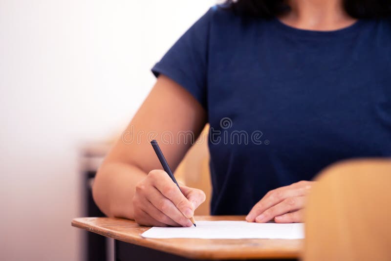 Student Writing Final Exam in Classroom Stock Photo - Image of high ...