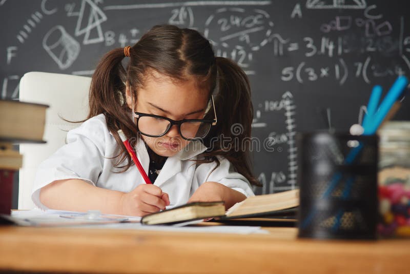 Student, Writing and Girl in Classroom, Learning and Knowledge with ...