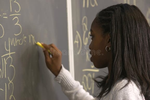 Student Writing Math Problem on Chalkborad Stock Image - Image of ...