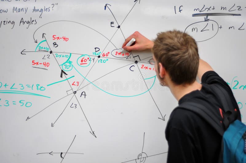 Student Writing Math on Whiteboard Stock Photo - Image of mathematics ...