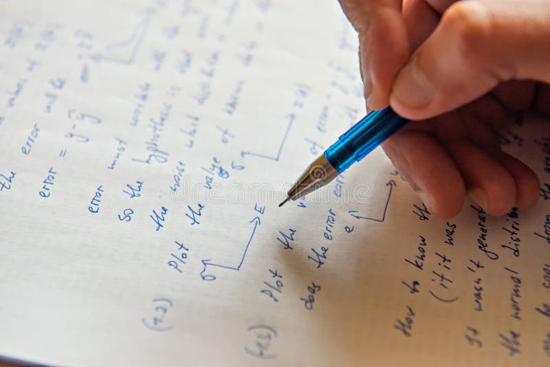 Student Writing Mathematical Calculations on Paper, Closeup Stock Image ...