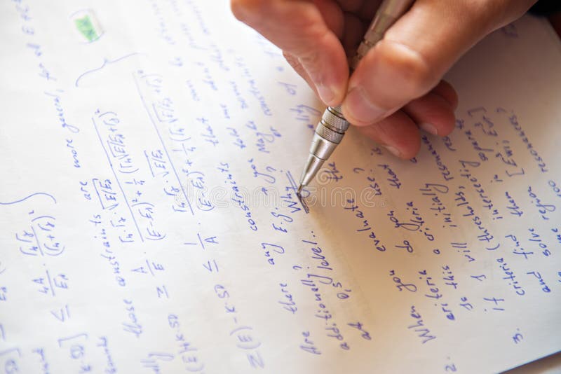 Student Writing Mathematical Calculations on Paper, Closeup Stock Image ...
