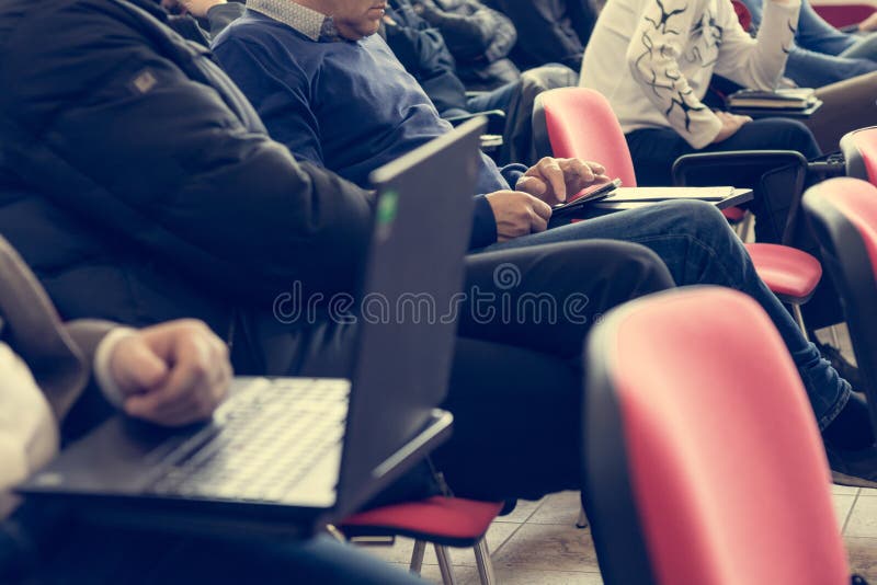 Student Writing Notes during Conference Training Session. Stock Photo ...