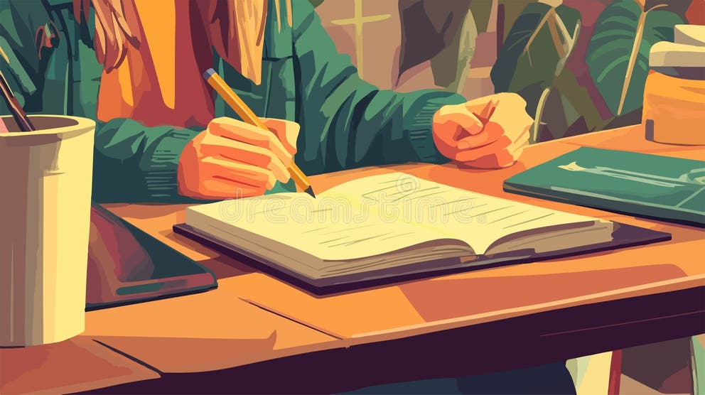 Student Writing Notes in Notebook for Preparation, Study and Education ...