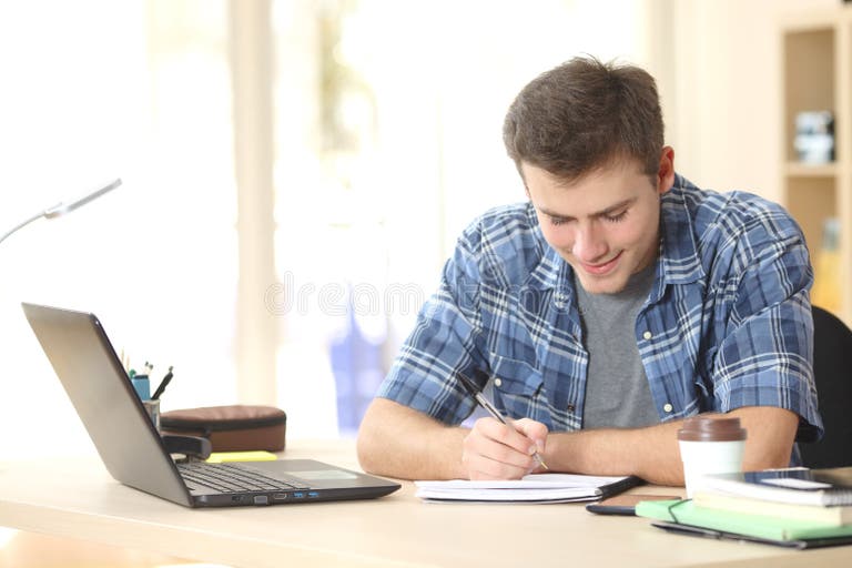 Student Writing Notes in a Notebook Stock Image - Image of adult ...
