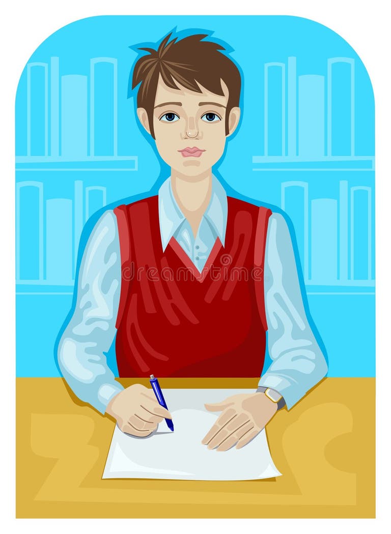 Male Student Computer Writing Stock Illustrations – 691 Male Student ...