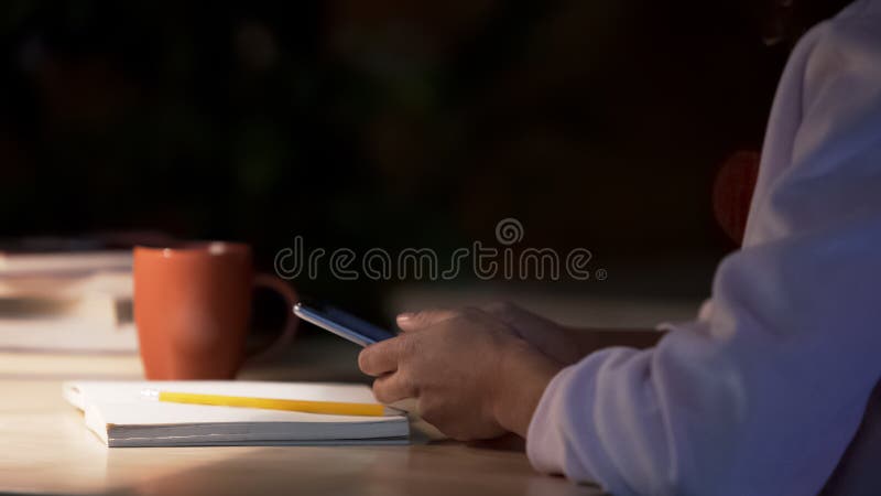 Student Writing Report and Browsing Required Information on Her ...