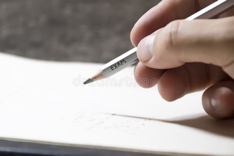 Student Writing a Test, an Inscription on Pencil Stock Image - Image of ...