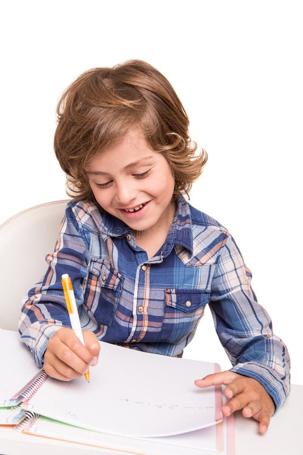 Young Boy Writing on the Floor Stock Image - Image of student, male ...