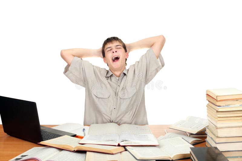 Student Yawning stock photo. Image of desk, overworked - 28115874