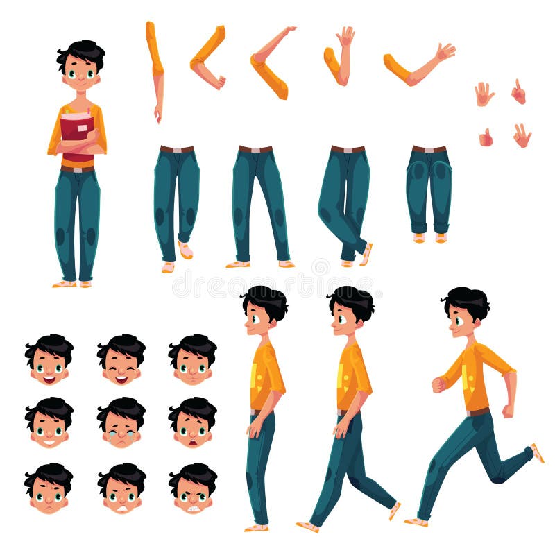 Student, Young Woman Character Creation Set, Different Poses, Gestures ...