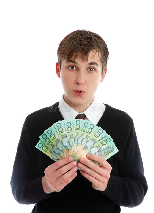 Student or Young Worker Holding Money Stock Photo - Image of dollar ...