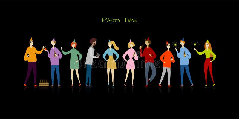 Studentenparty Mit Freunden Funny People Vektor Abbildung ...