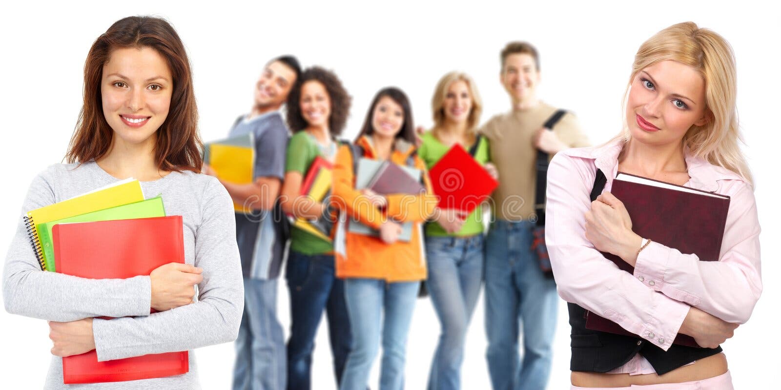 Group of Students College Student Young People Studies Library Learning ...