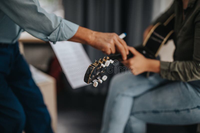 Students Attending Guitar Music Class at a College Setting Stock Image ...