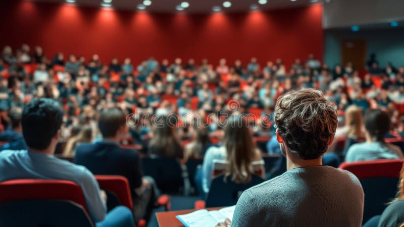 Students and Attendees Fill the Red-seated Auditorium, Engaged during ...