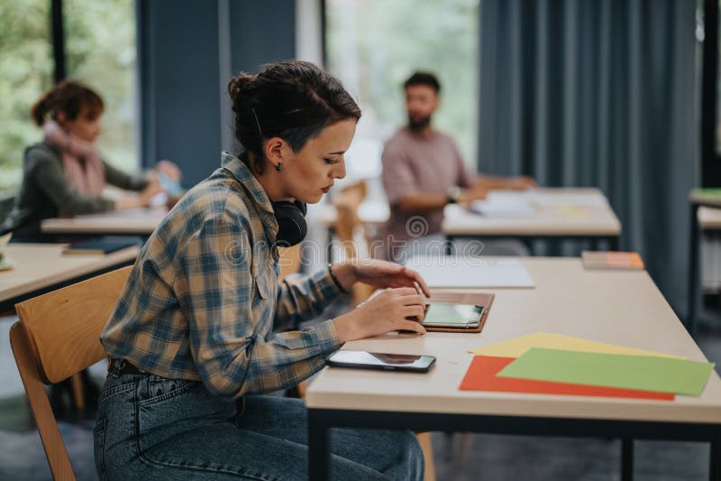 Students Attending Classes in a Cozy and Modern Classroom Setting Stock ...