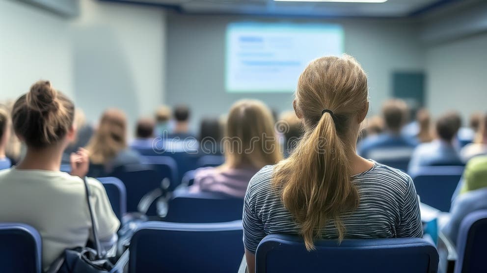 Students Attending Lecture in a Classroom Setting with Focus on ...
