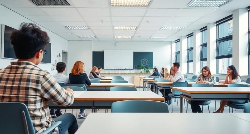 Students Attentively Engaged in a Classroom Setting Stock Illustration - Illustration of filled ...