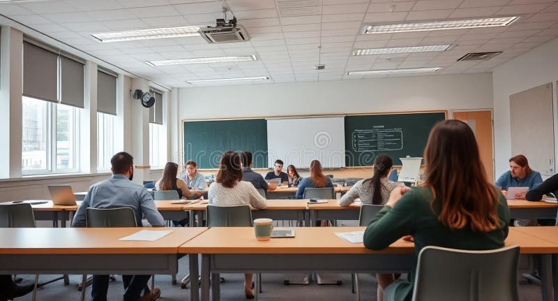 Students Attentively Engaged in a Classroom Setting Stock Illustration ...