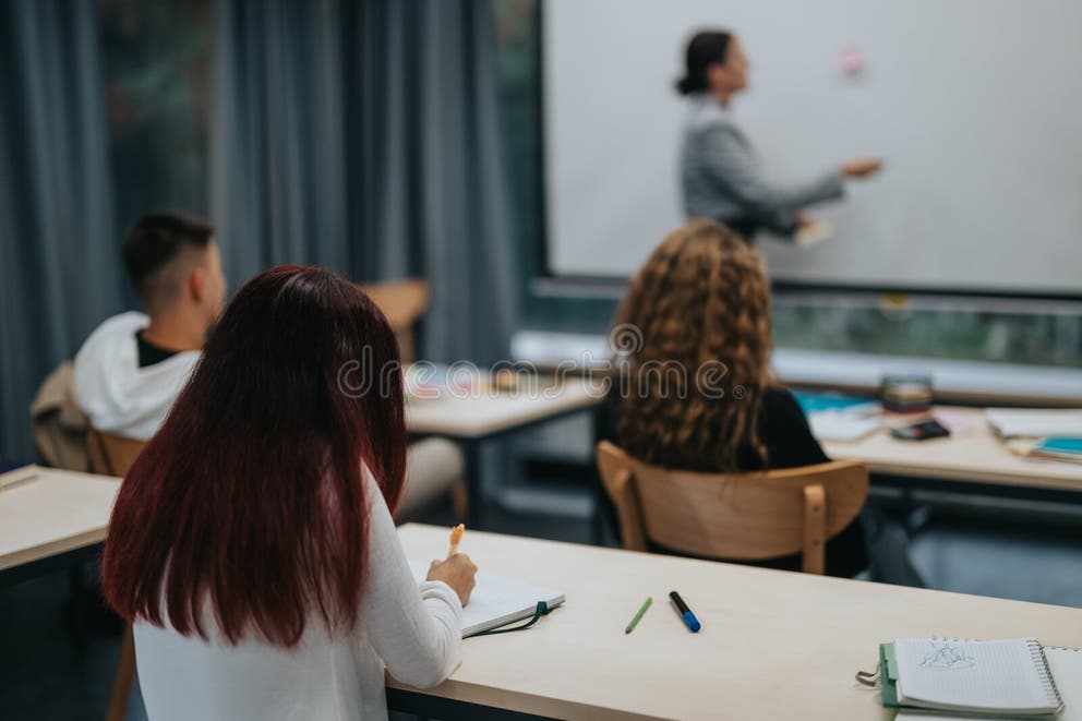Students Attentively Learning in a Modern Classroom Setting Stock Photo ...