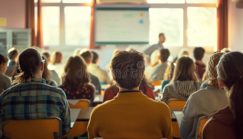 Students Attentively Listen To a Presentation in a Classroom Stock ...