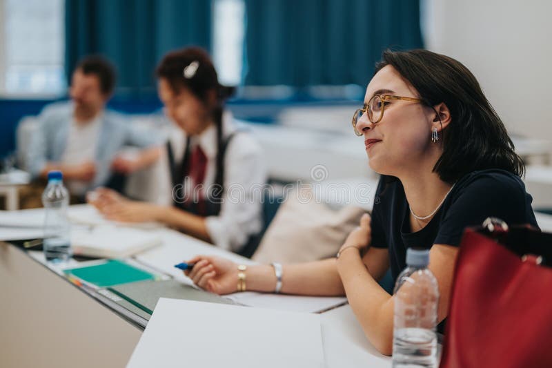 Students Attentively Listening during a University Class Lecture Stock ...