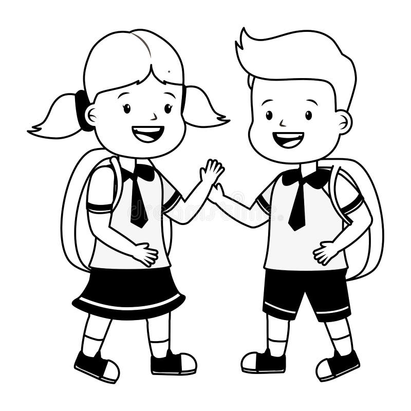 Students with Backpack Back To School Stock Illustration - Illustration ...