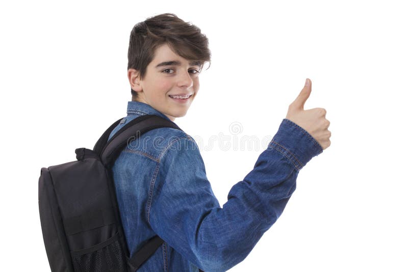 Hand Saluting Female Student Close Up Portrait Isolated on White Stock ...