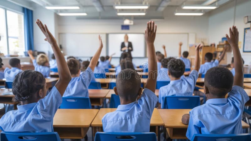 Students from Behind, Attentive in Classroom Stock Illustration ...