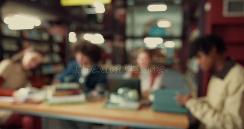 Students, Blur and Friends with Study in Library for Exam Preparation ...