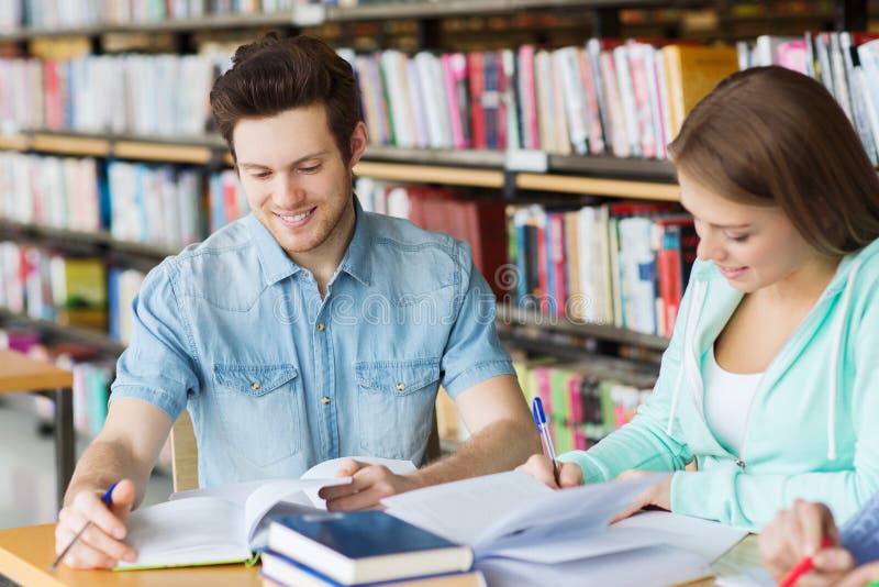 Students with Books Preparing To Exam in Library Stock Image - Image of ...