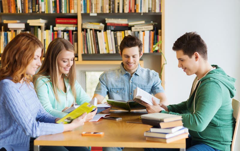 Students with Books Preparing To Exam in Library Stock Image - Image of ...