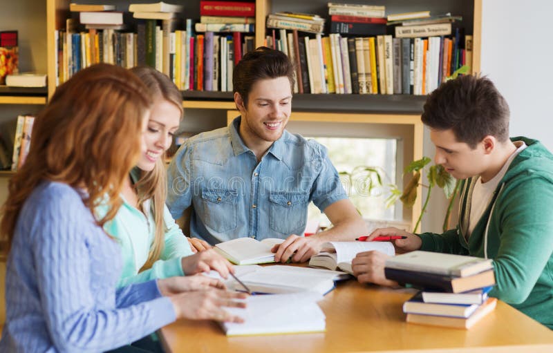 Students with Books Preparing To Exam in Library Stock Photo - Image of ...