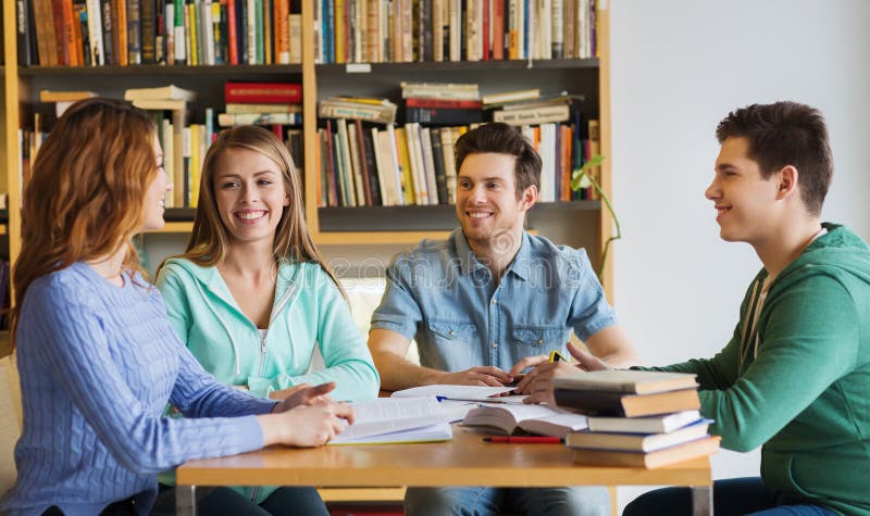 Students with Books Preparing To Exam in Library Stock Image - Image of ...