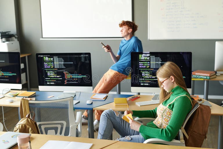Students on Break in School Stock Photo - Image of development, class ...