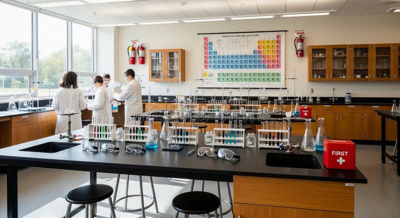 Students in a Brightly Lit Science Laboratory Conduct Experiments with ...