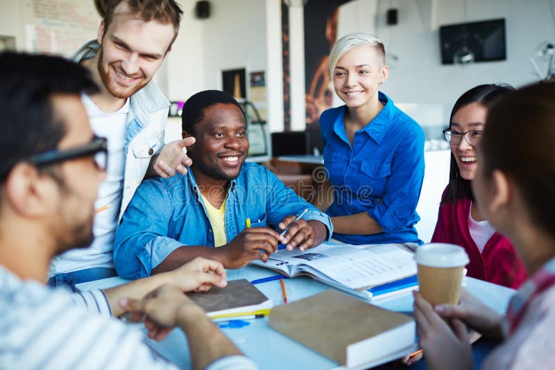 Students in cafe stock image. Image of caucasian, casual - 70498345