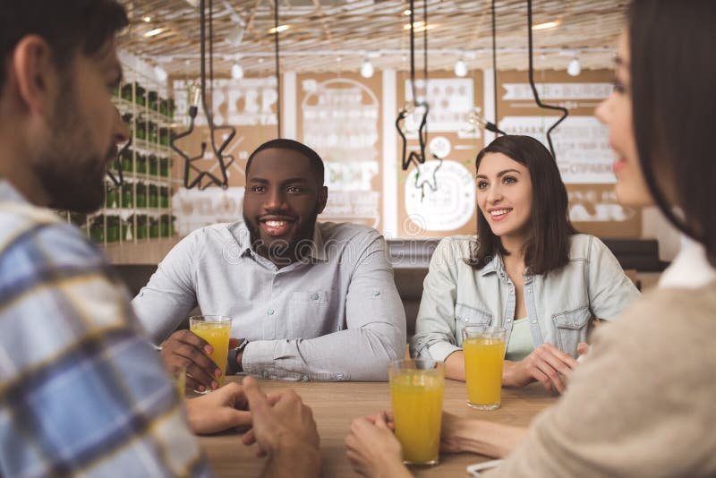 Students in the Cafe Study Together Education Concept Stock Image ...