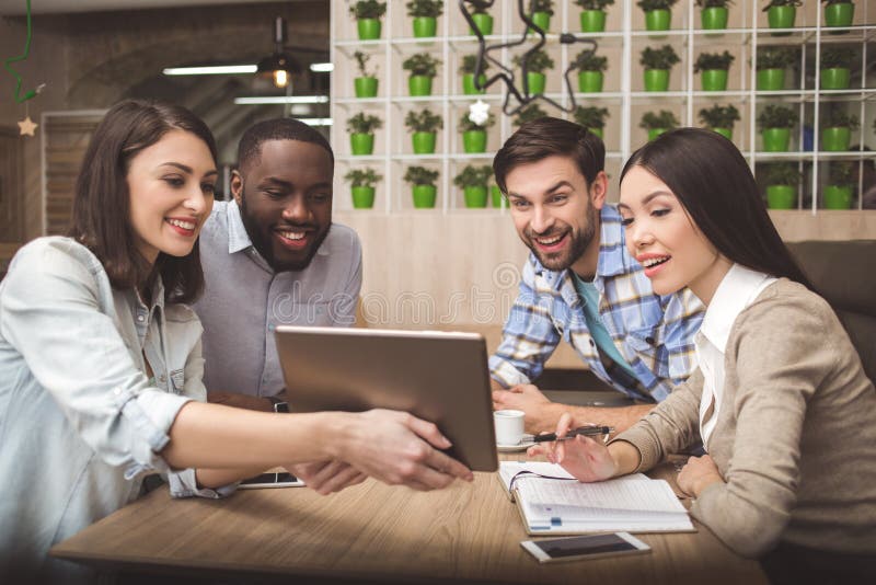 Students in the Cafe Study Together Education Concept Stock Image ...