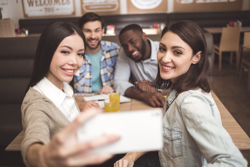Students in the Cafe Study Together Education Concept Stock Image ...