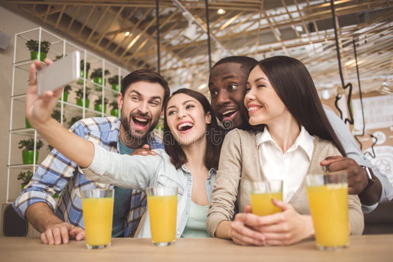 Students in the Cafe Study Together Education Concept Stock Image ...