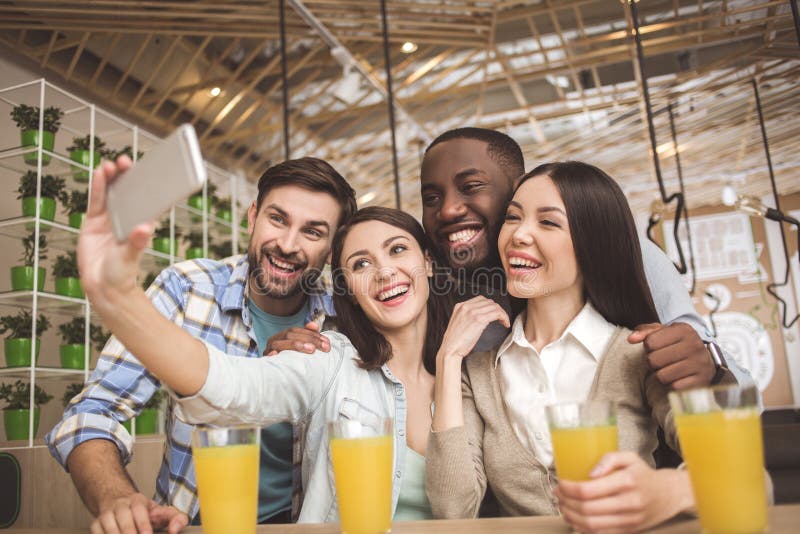 Students in the Cafe Study Together Education Concept Stock Image ...