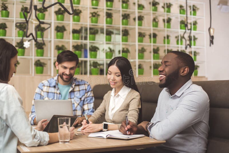Students in the Cafe Study Together Education Concept Stock Image ...