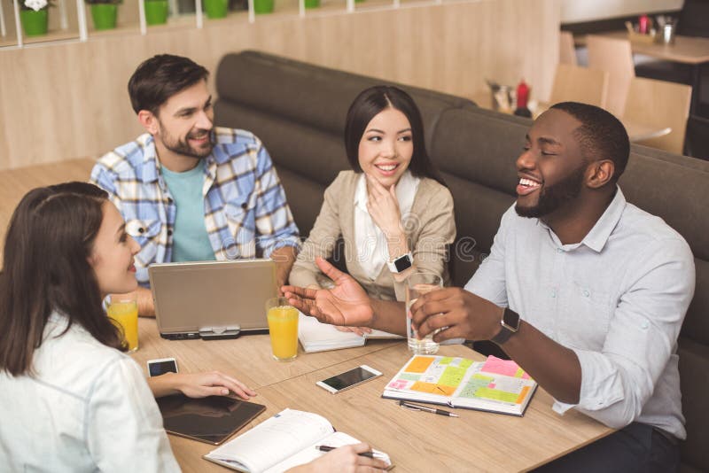 Students in the Cafe Study Together Education Concept Stock Photo ...
