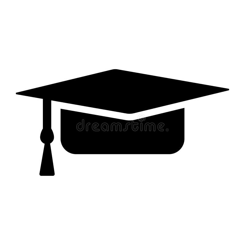 Students Cap, Graduation Vector Graphics Solid Icon in Black Color ...