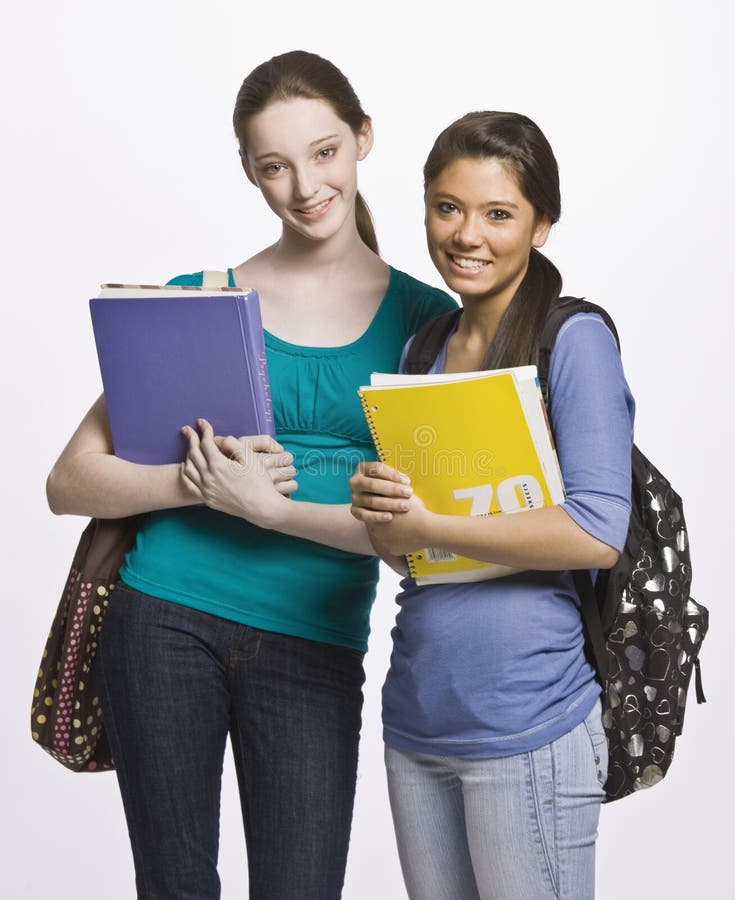 Students Carrying Book Bag, Backpack and Notebooks Stock Photo - Image ...