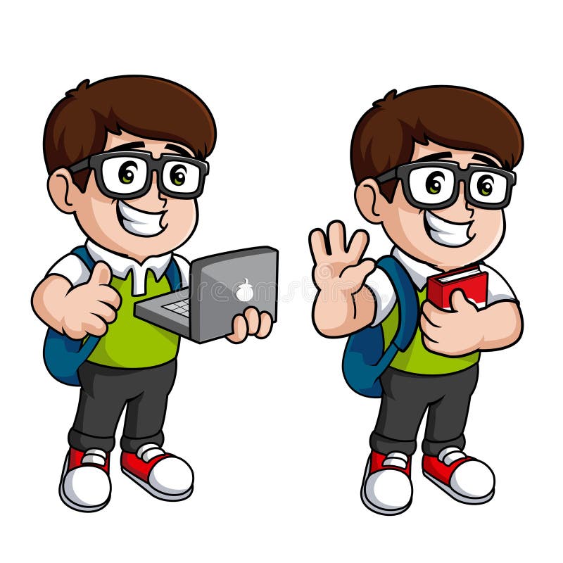 Students Carrying Books and Laptops Cartoon Stock Vector - Illustration ...